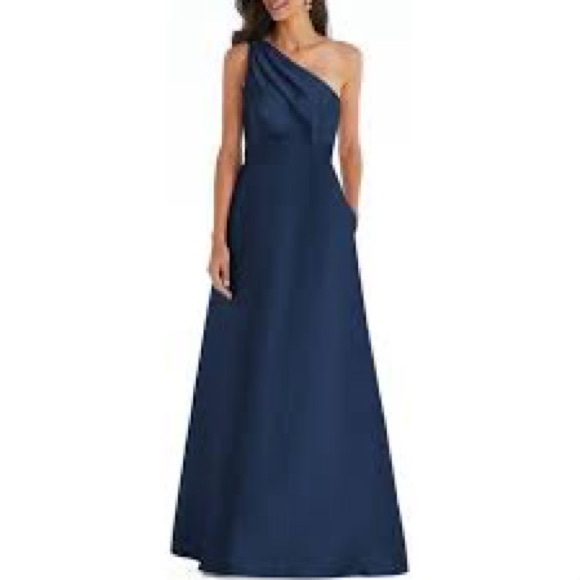 ALFRED SUNG | Dresses | Alfred Sung One Shoulder A Line Gown | Poshmark